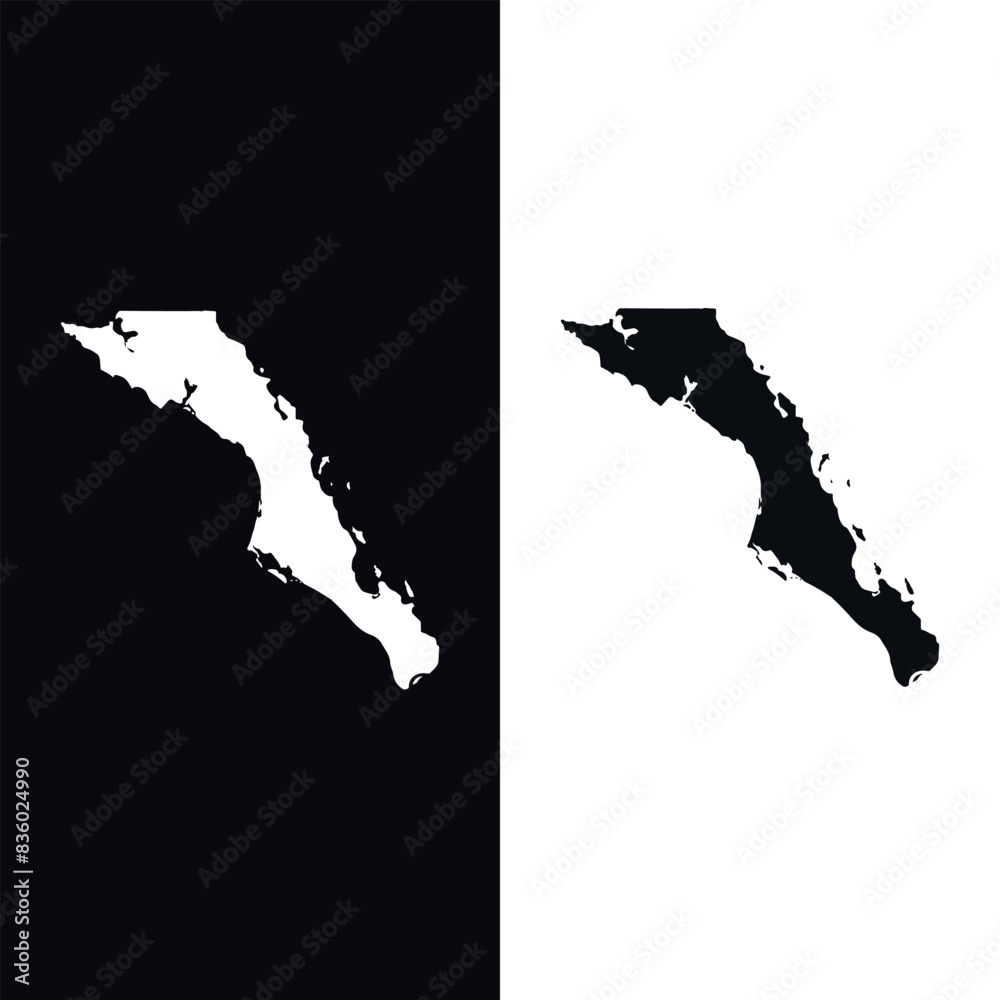 Baja California Sur, Mexico, vector map isolated on white background ...