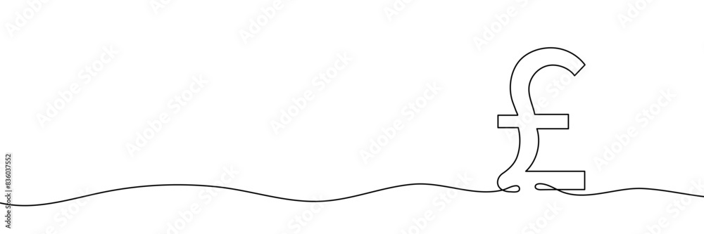 Continuous line drawing of pound sterling symbol. Line art of pound ...