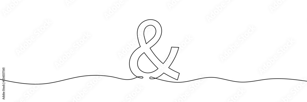 Ampersand sign. One line of continuous drawn ampersand sign. Editable ...