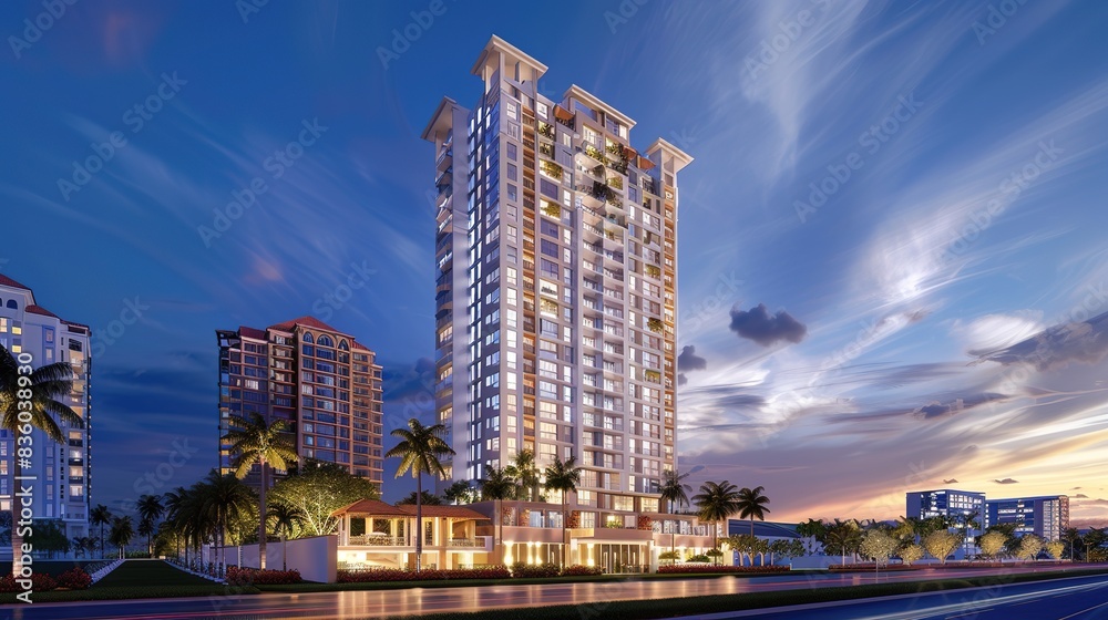 Elegant presentation of a high-rise condo model with floor plans and ...