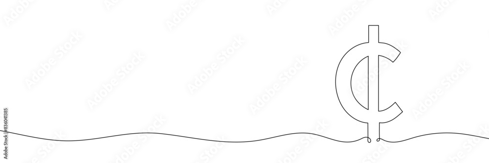The Cent sign of a continuous single line drawing. Line symbol Cent ...