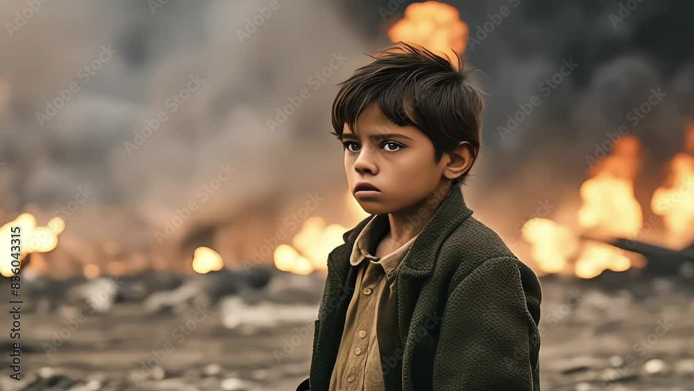 Desperate poor afraid boy and girl child crying standing holding old ...