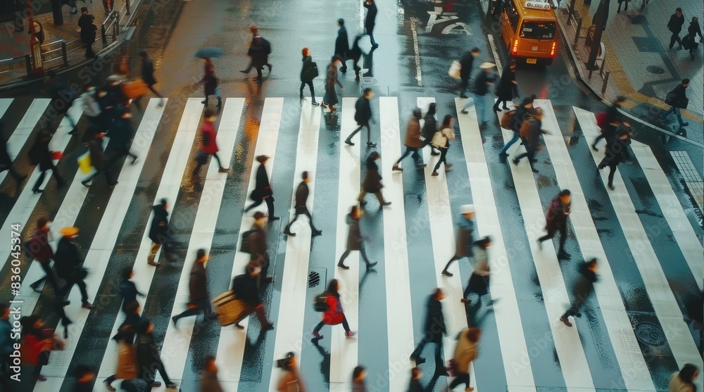 Crowded street at rush hour time lapse. Modern urban city life. Busy ...
