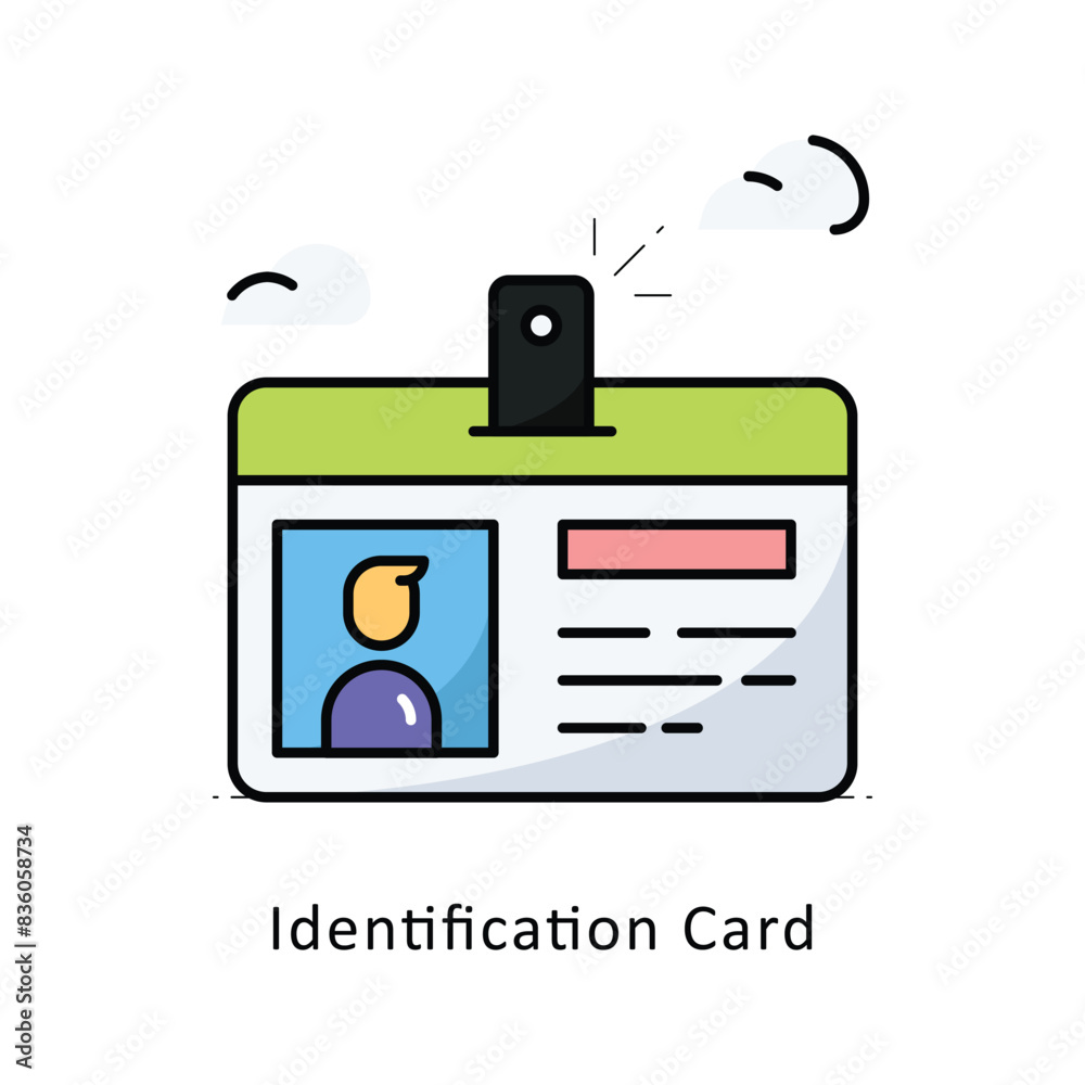 Identification Card filled outline Design illustration. Symbol on White ...
