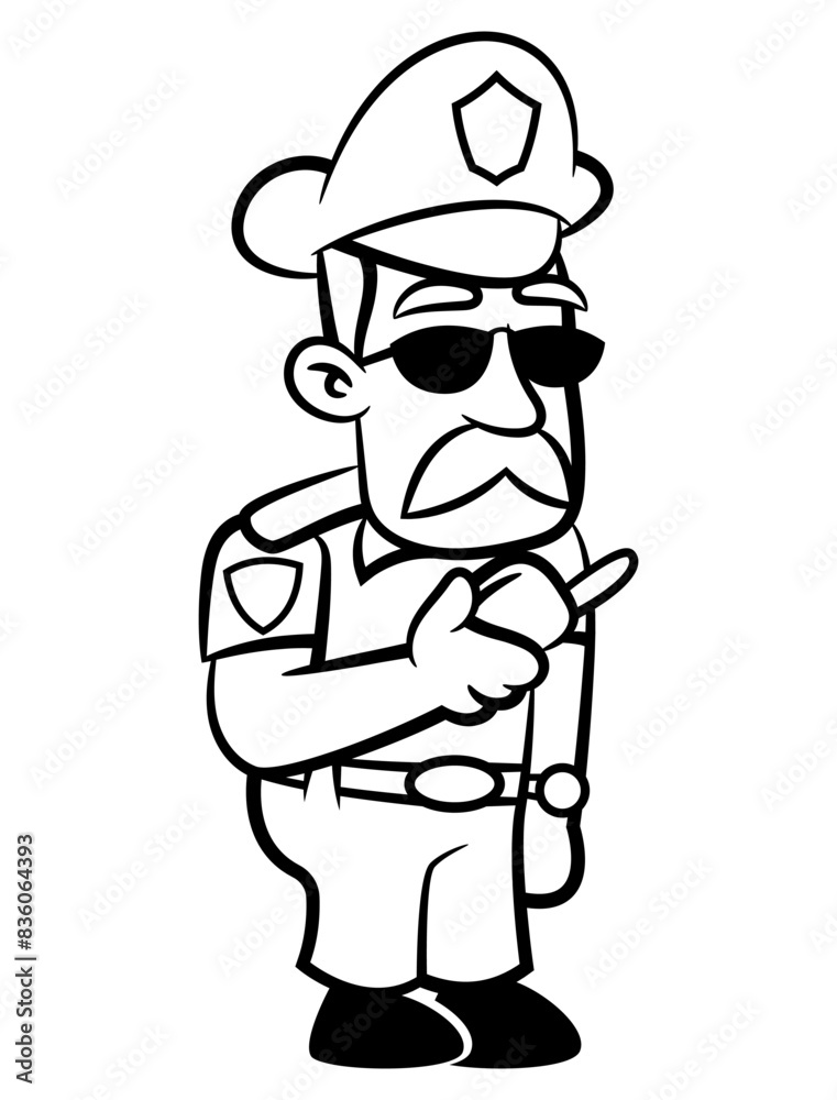 Mustache Police Officer cartoon character wearing sunglasses and police ...