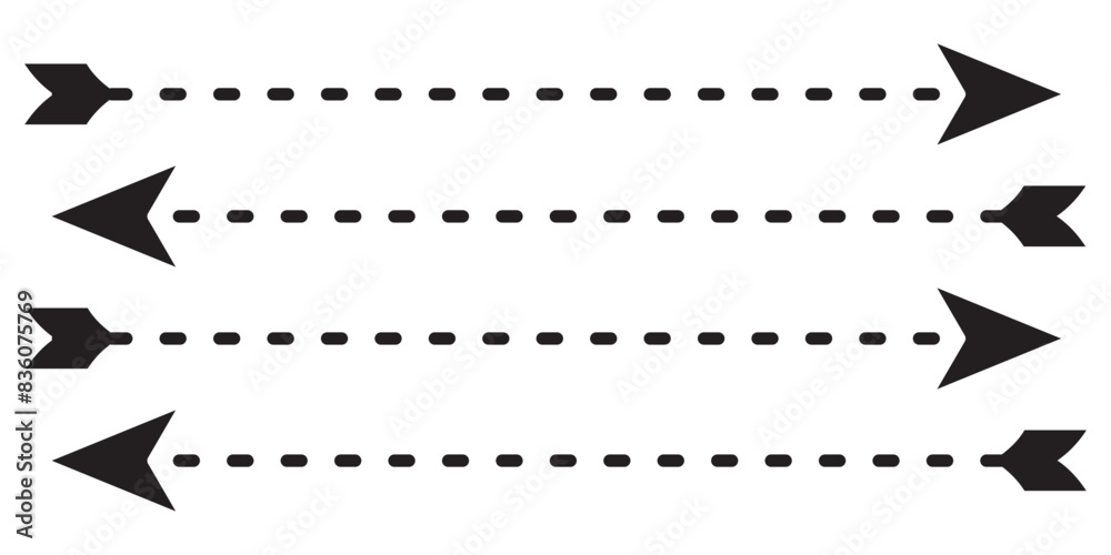 Set of long arrows. Long dotted line arrow vector. Long Arrows vector ...
