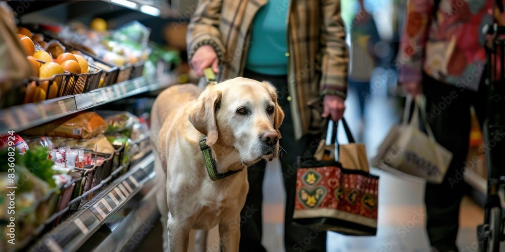 A Guiding Light: Blind Woman and Her Loyal Guide Dog Shopping for ...