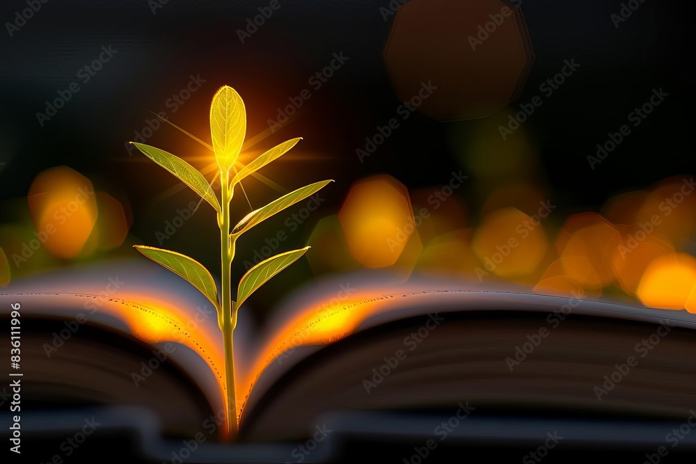 stunning 3d model of a small seedling growing from an open book ...