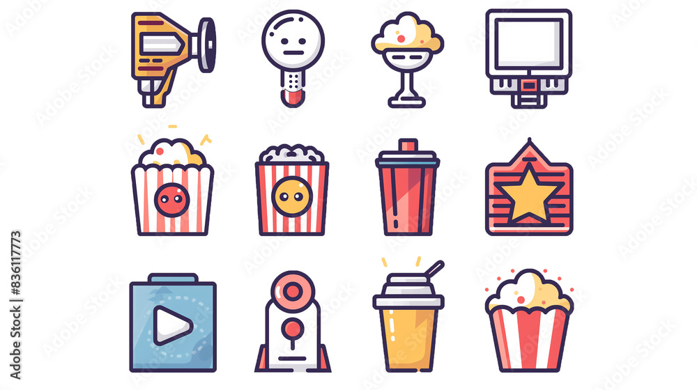 Icons for Binge-Watching TV Series and Movies: Icons related to binge ...