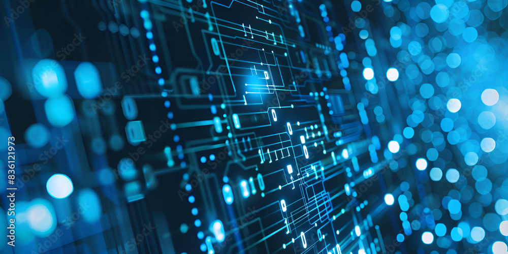 Close up Business graph waves and technology graph, Abstract blue ...