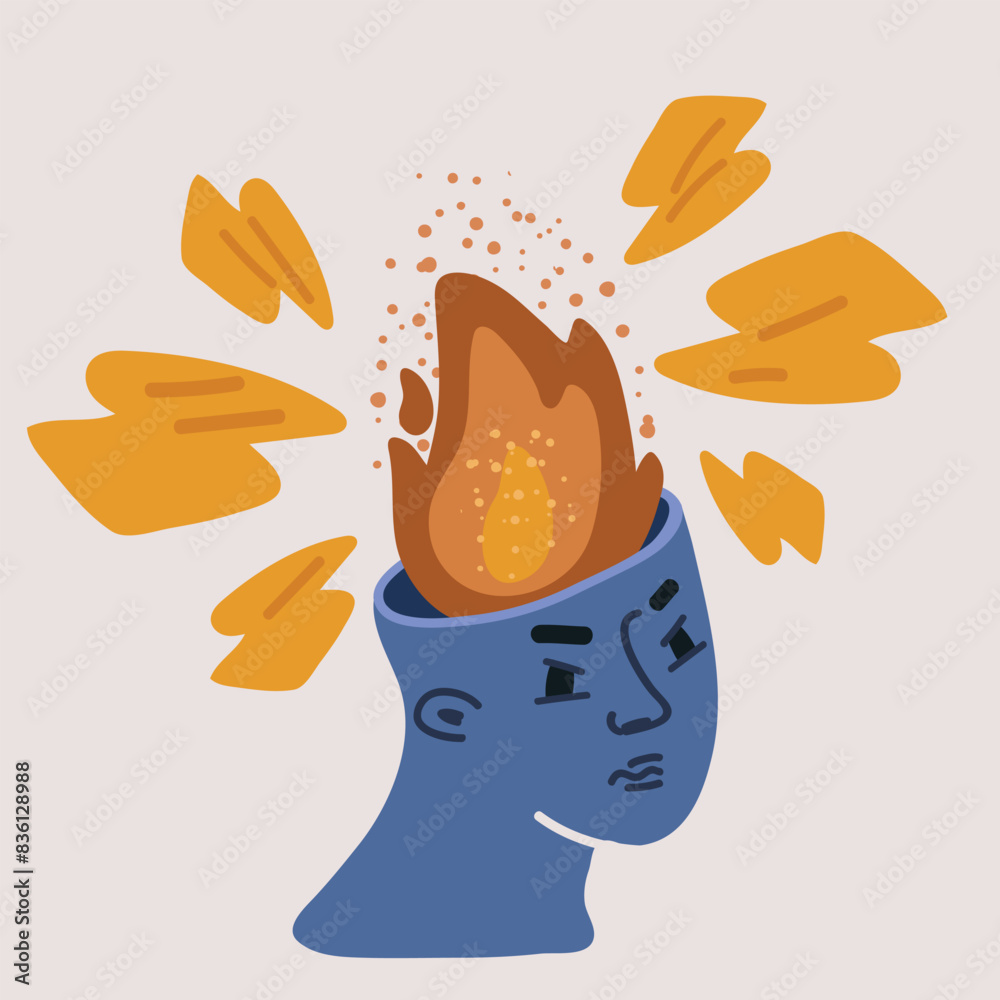 Cartoon vector illustration of Emotional stress, anger and impulsive ...