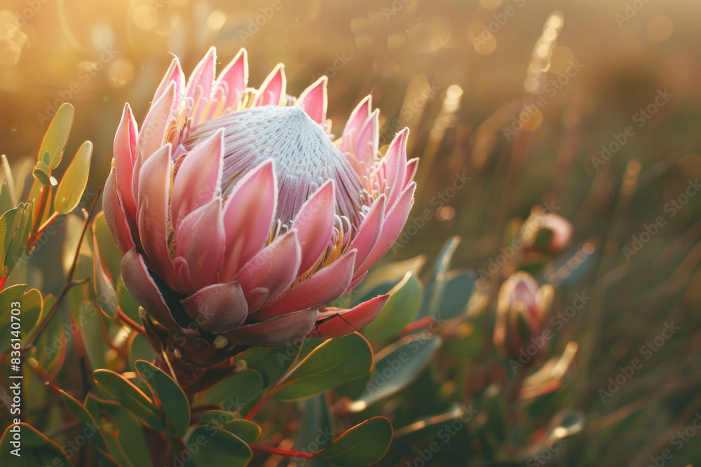 South Africa's National Flower, King Protea, in Fynbos Landscape with ...