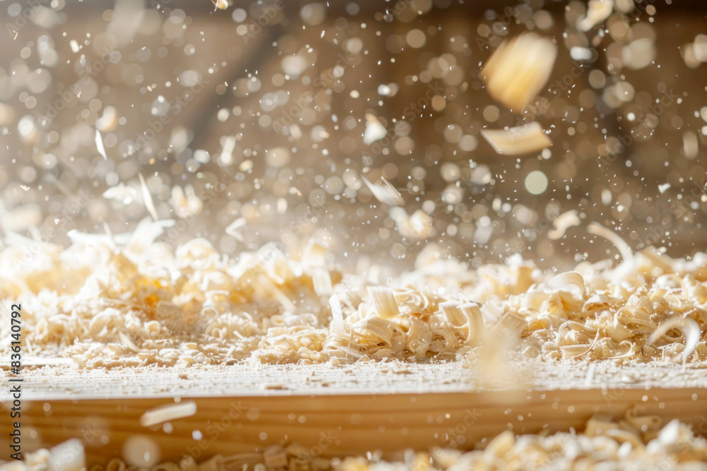 Wood Particles Forming Board Showing Pressing and Bonding Process in ...