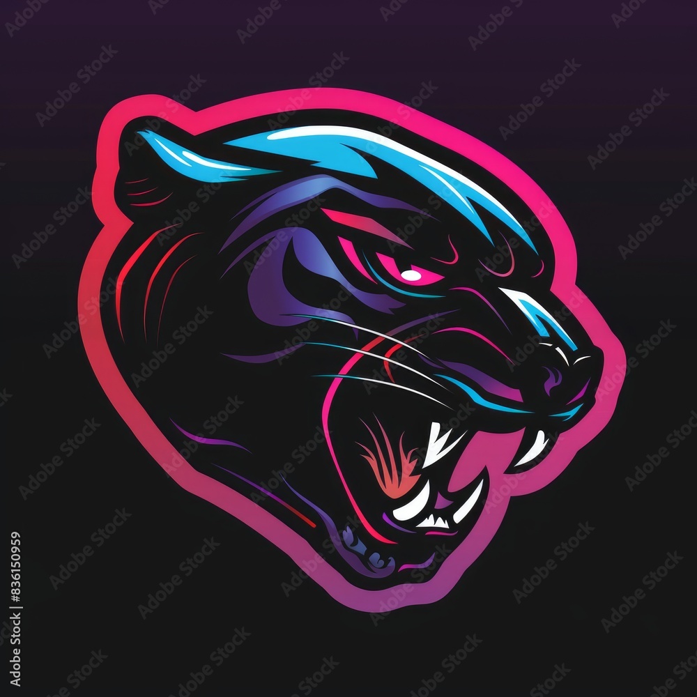 Fierce and angry cartoon panther mascot, illustration of a strong ...