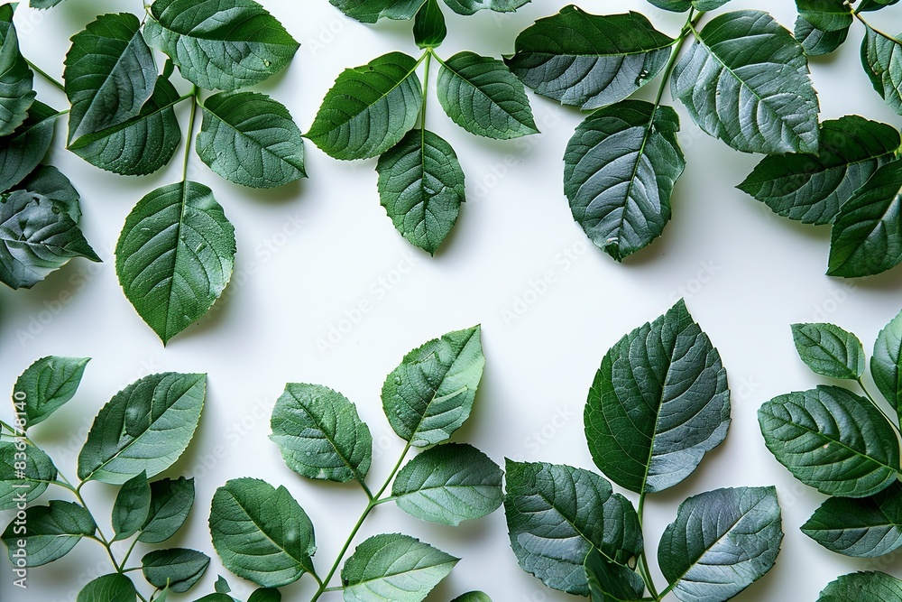 Top View of Isolated Leaves on White Background with Text Copy Space ...