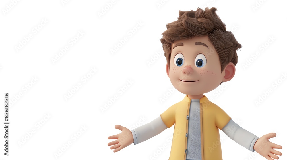 Stylized 3D cartoon young boy as an actor, no logo, white background ...