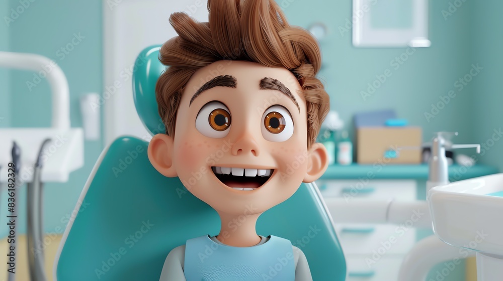Stylized 3D cartoon young boy as a dentist, no logo, white background ...
