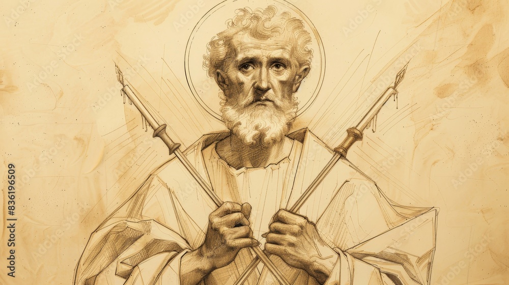 Saint Blaise Holding Crossed Candles, Symbolizing Patronage of Throat ...