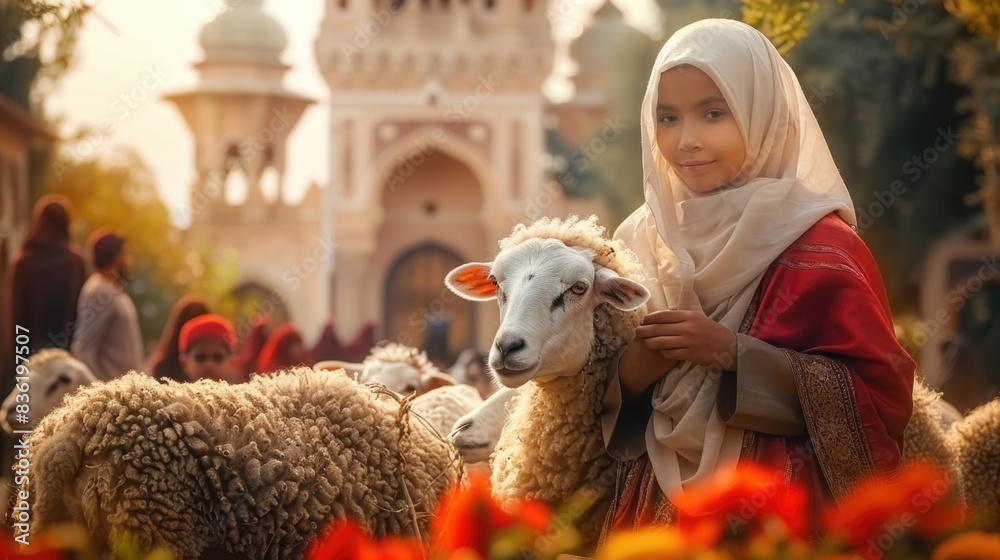Bakra Eid festival with Muslim people in a market rich in Islamic ...