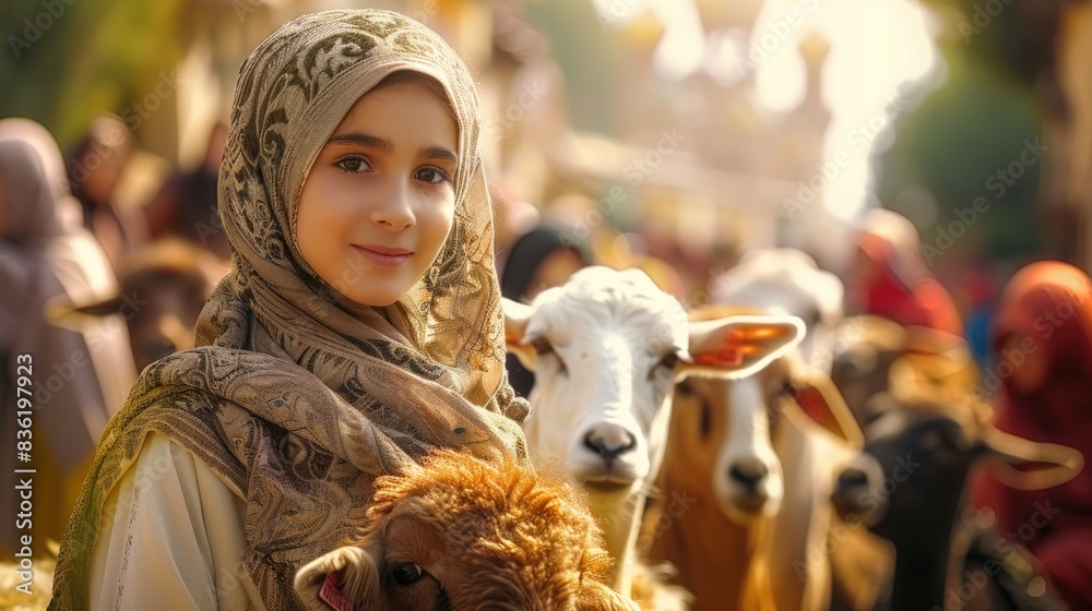 Islamic celebration of Bakra Eid with Muslim people in a market buying ...