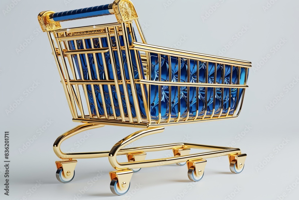 Clean layout featuring a gold shopping cart crafted through digital ...