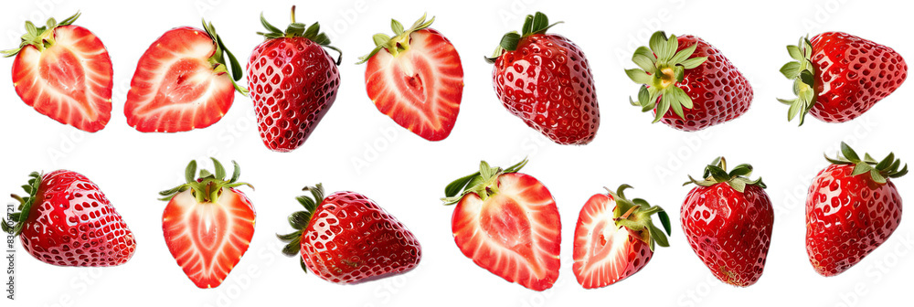 Strawberry Strawberries many angles and view side top front sliced ...