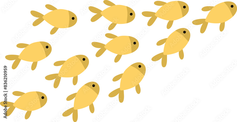Vector school of fish icon. Under the sea illustration with cute funny ...