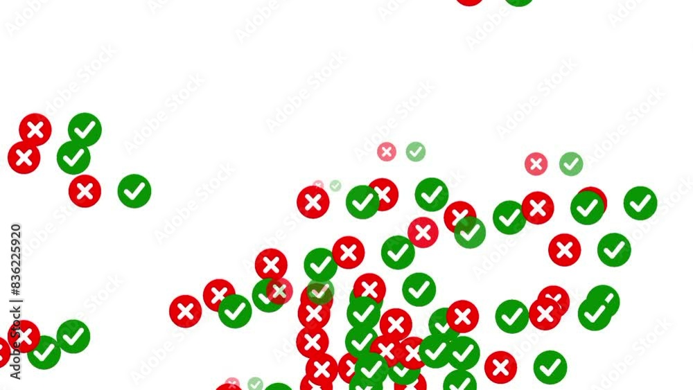 Round yes or no tick cross pattern symbol sign isolated on white ...