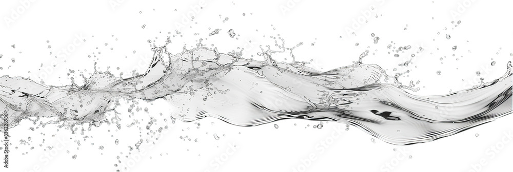 Clear white water Spiral liquid splash swirl wave on white background ...