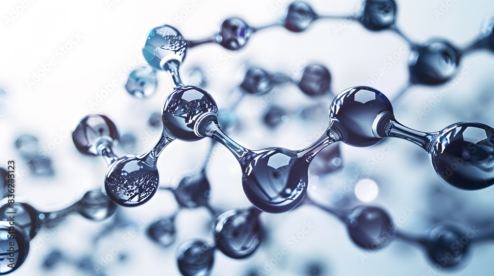 Molecule Design With Interconnected Spheres And Rods Close Up Chemical Structure Realistic