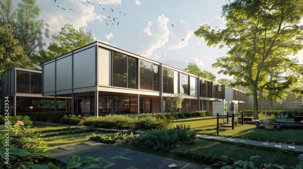 Stockillustratie Photorealistic render, a modular contemporary ...