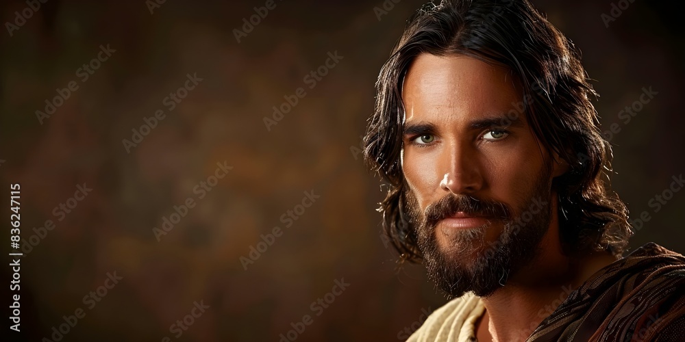 Jesus teachings on faith prayer and life on Earth in the Bible. Concept ...