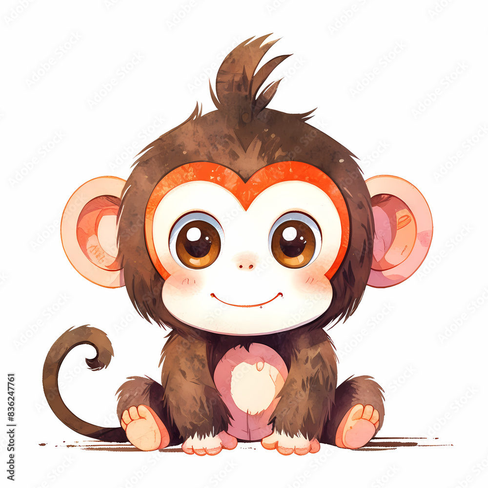 cartoon, animal, mono, monkey, macaco, illustration, watercolor, vector ...