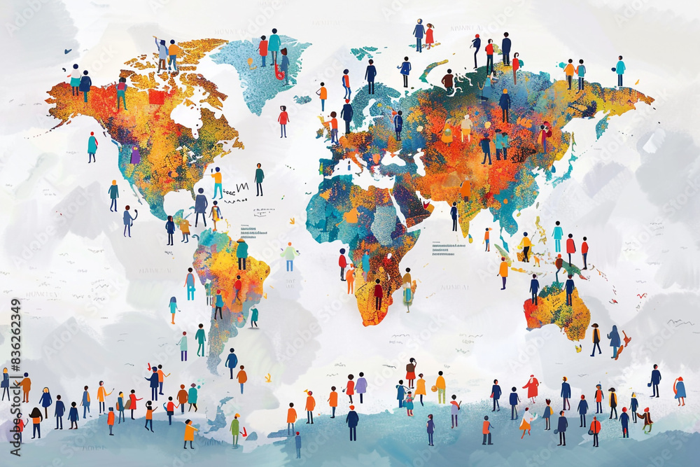 world map and people,world population day poster Stock Illustration ...