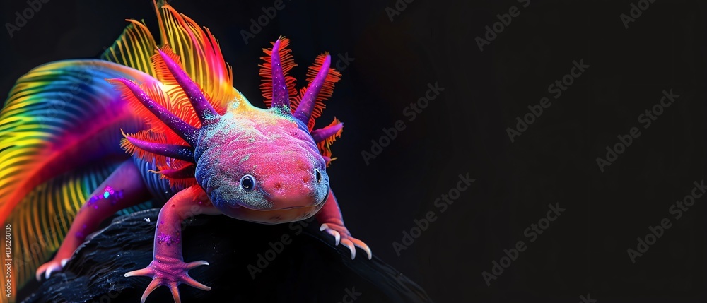 Rainbow Axolotl covered in rainbow fire apron, Enigmatic rainbow ...