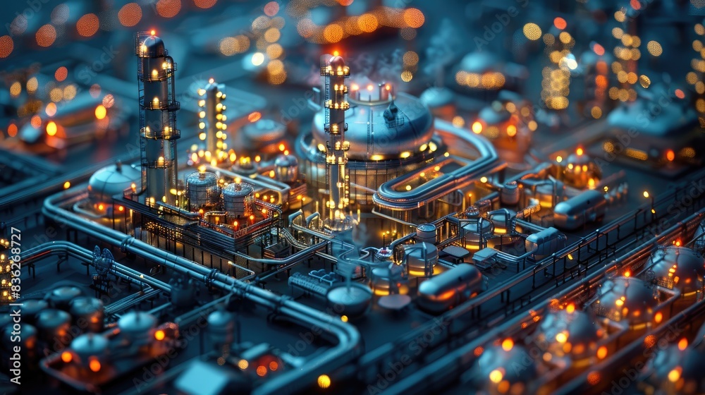 Miniature Model of Oil refinery oil and gas power plant with oil ...