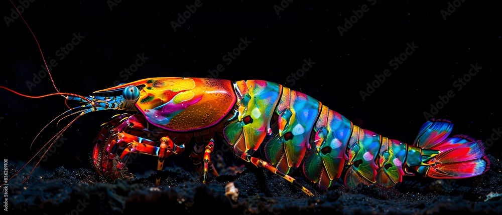 Rainbow Mantis Shrimp covered in rainbow fire apron, Colorful rainbow ...