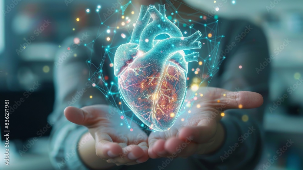 Holographic heart illustration, advanced teaching tools, teacher ...