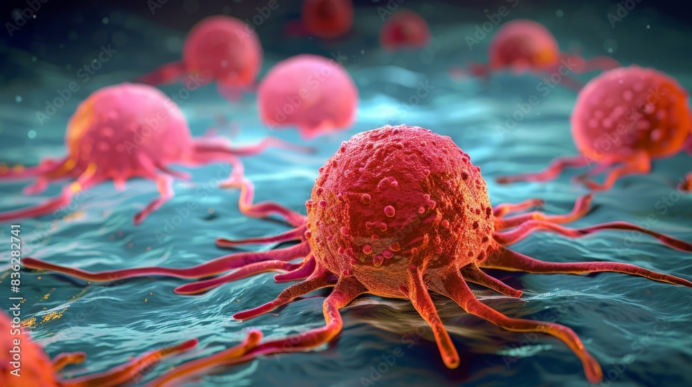 Cancer cell characteristics: Show a cancer cell, detailing its ...