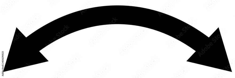 Dual sided curved arc arrow shape. Double ended arrow illustration ...