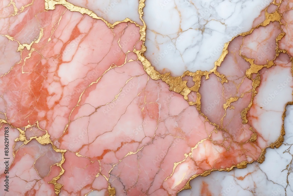 A background of pink marble with gold, a pattern of white, pink, and ...