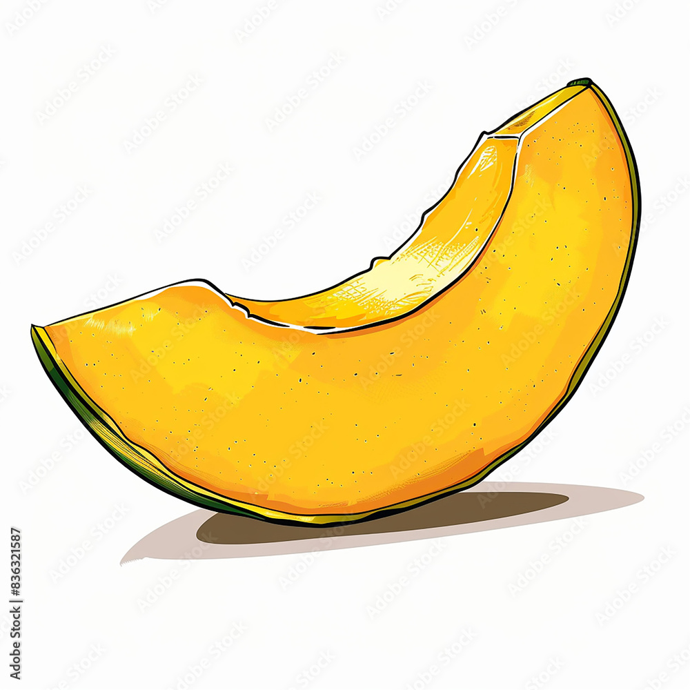 Defined cartoon illustration of a slice of mango on white background ...
