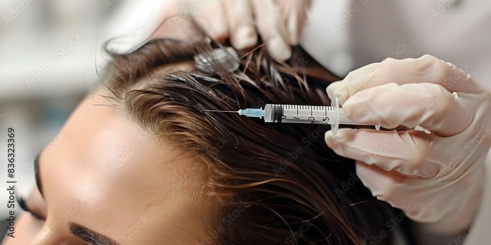 Cosmetologist administers plasma injections for hair regeneration ...