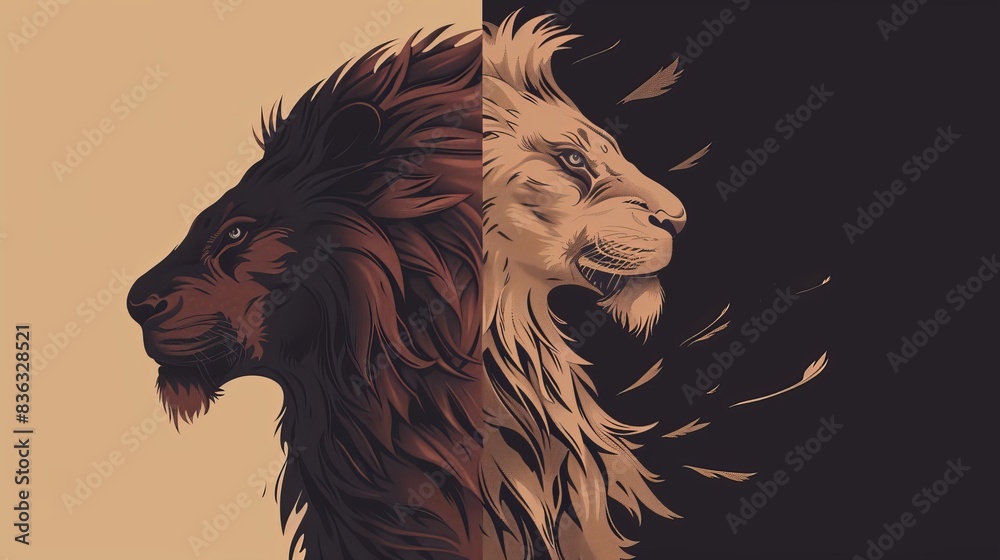 Majestic and fierce half lion, half eagle creature illustration, with a ...