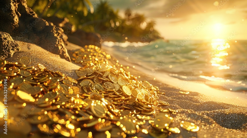 a deserted island with a treasure trove of gold buried underground ...