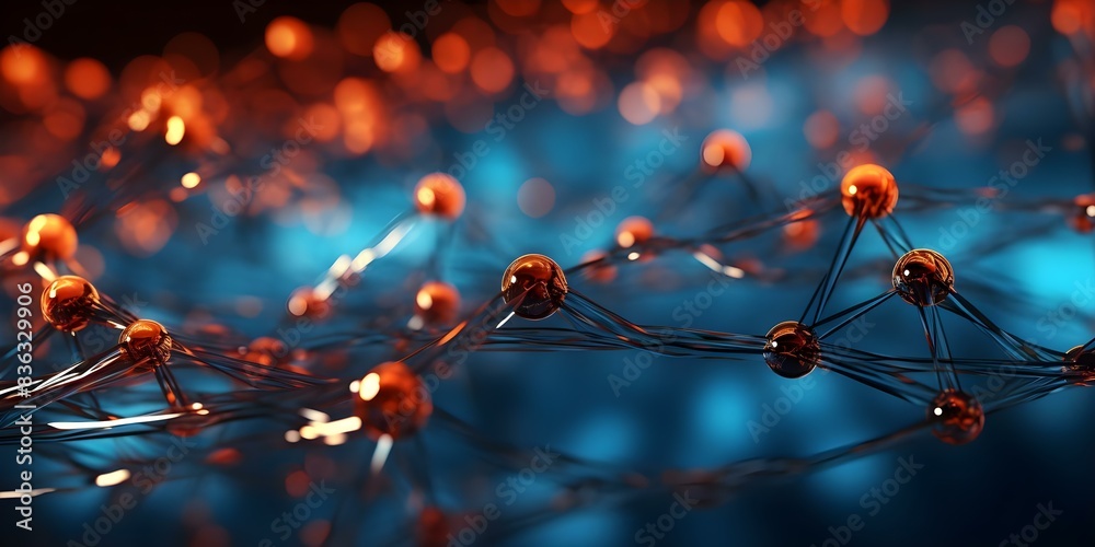 Molecular network visualizing chemical bonds with lines points dots and ...