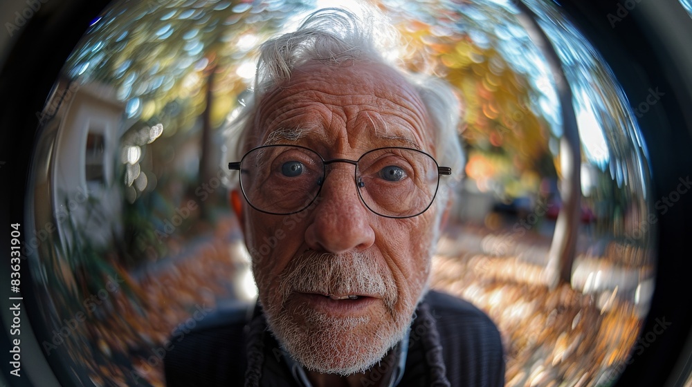 The unique fish-eye perspective showcases the blur of a person's head ...