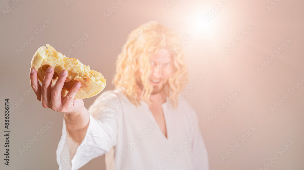 Jesus Christ breaking bread as a symbol of Communion Stock Photo ...