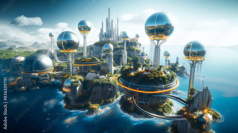 High Tech Green Smart City on Water. Sustainability, Technology, Big ...