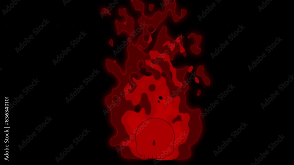 Blinking Skull in Flames Animation. Dramatic cartoon video featuring a ...